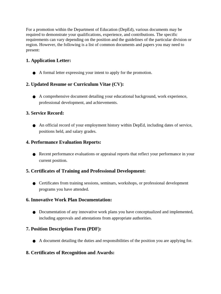 Requirements Step by Step For Promotion | PDF | Performance Appraisal | Academic Degree