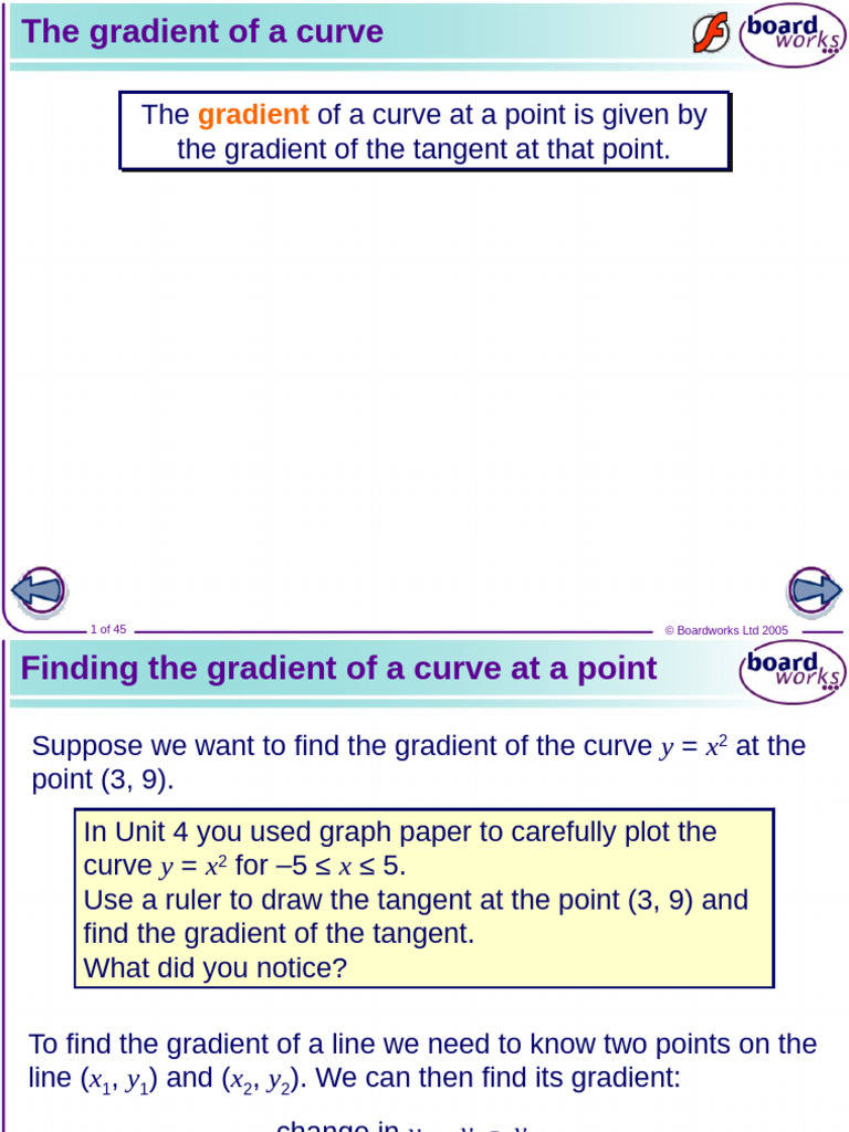 Gradient of Curves and Differentiation | PDF | Tangent | Gradient