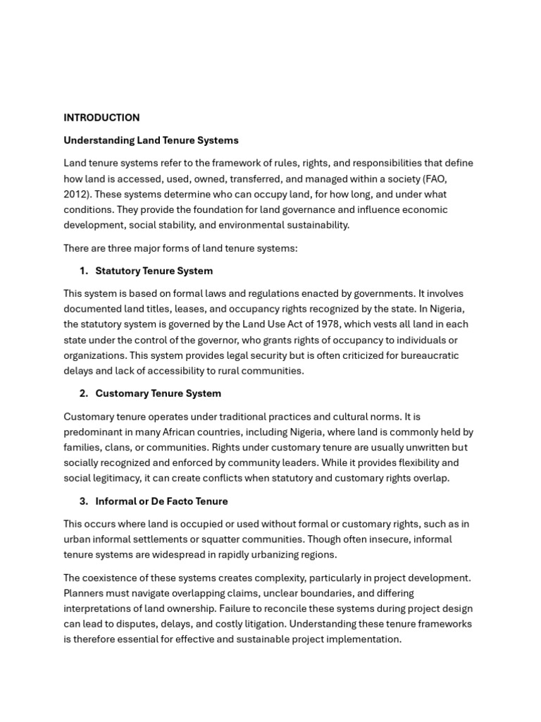 Land Tenure | PDF | Sustainability | Habitat Destruction