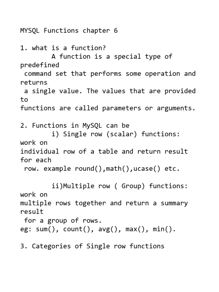 Single Row (Scalar) | PDF | String (Computer Science) | Parameter (Computer Programming)
