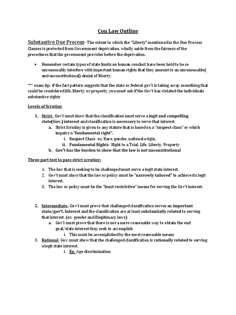 Con Law Outline Real One | PDF | Equal Protection Clause | Suspect ...