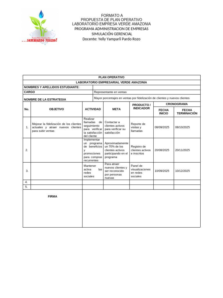 Plan Operativo | PDF | Business | Negocios económicos