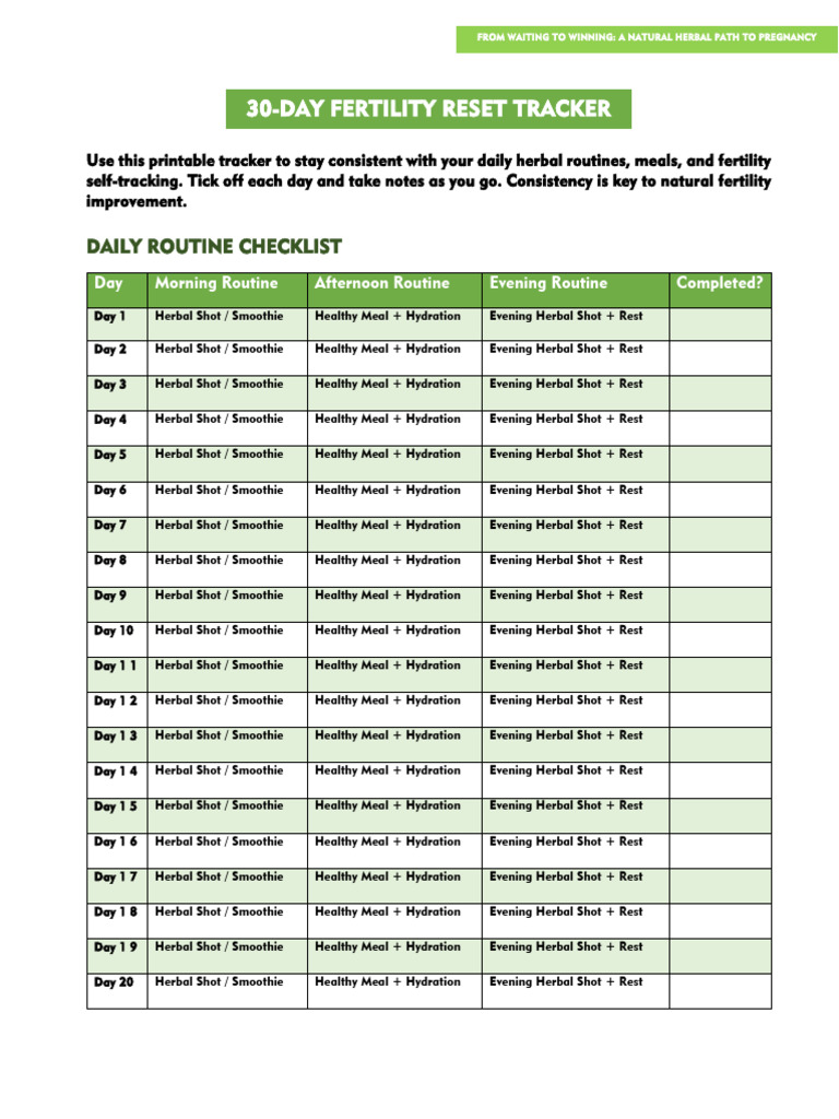 30-Day Herbal Fertility Tracker | PDF | Human Reproduction | Sexual Health