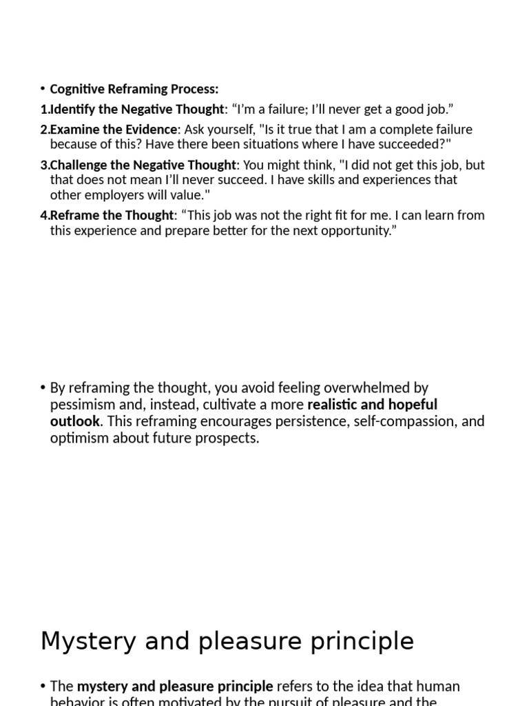 Cognitive Reframing and Pleasure Principle | PDF