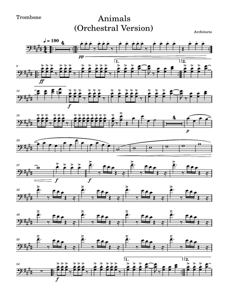 Animals Orchestral Version Architects-Trombone | PDF