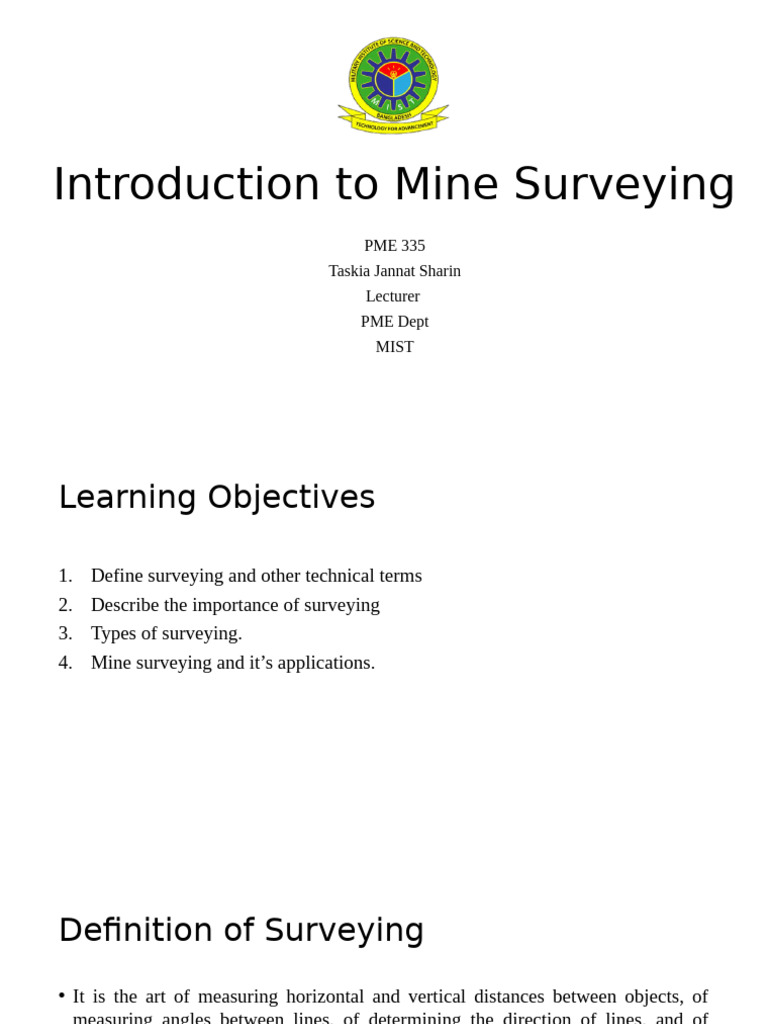 Introduction to Mine Surveying Concepts | PDF | Surveying | Topography