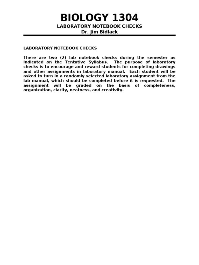 Lab Notebook Checks Overview | PDF