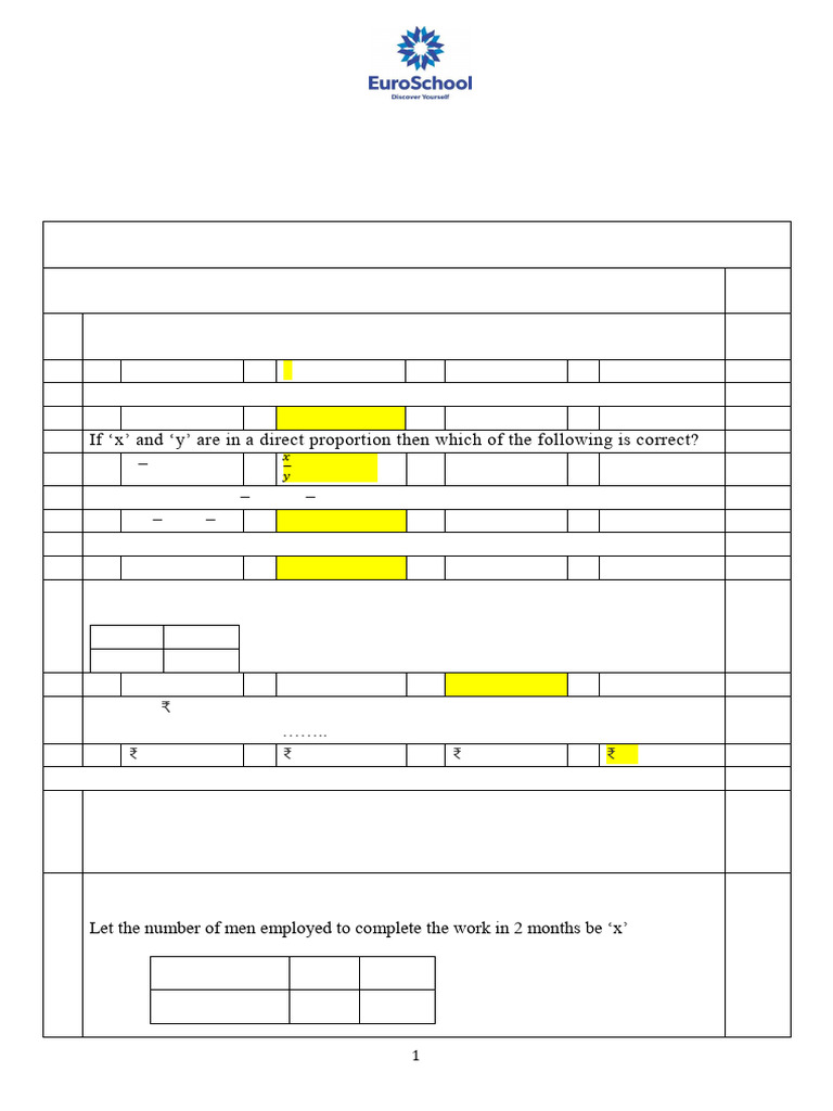 Mathematics Formative Assessment 2, 2023-24 (Sample Marking Scheme ...