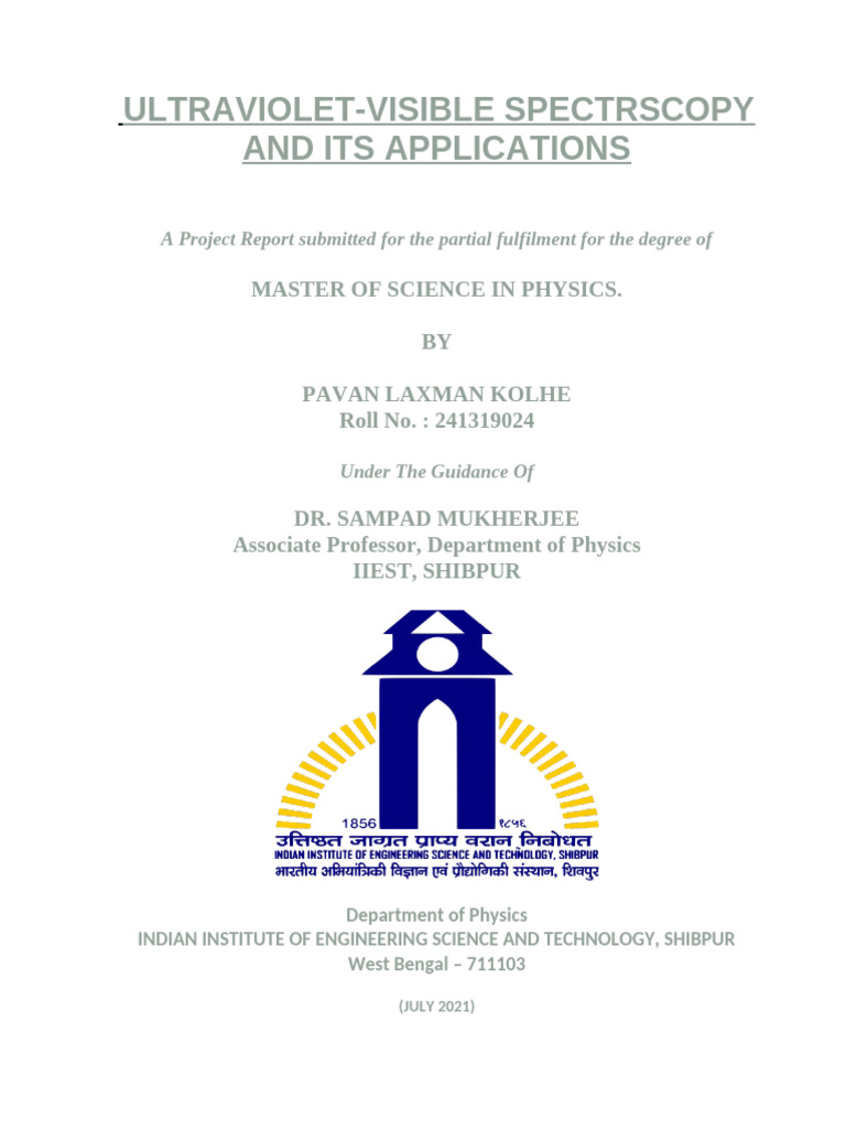 UV-Visible Spectroscopy Applications Report | PDF | Absorption ...
