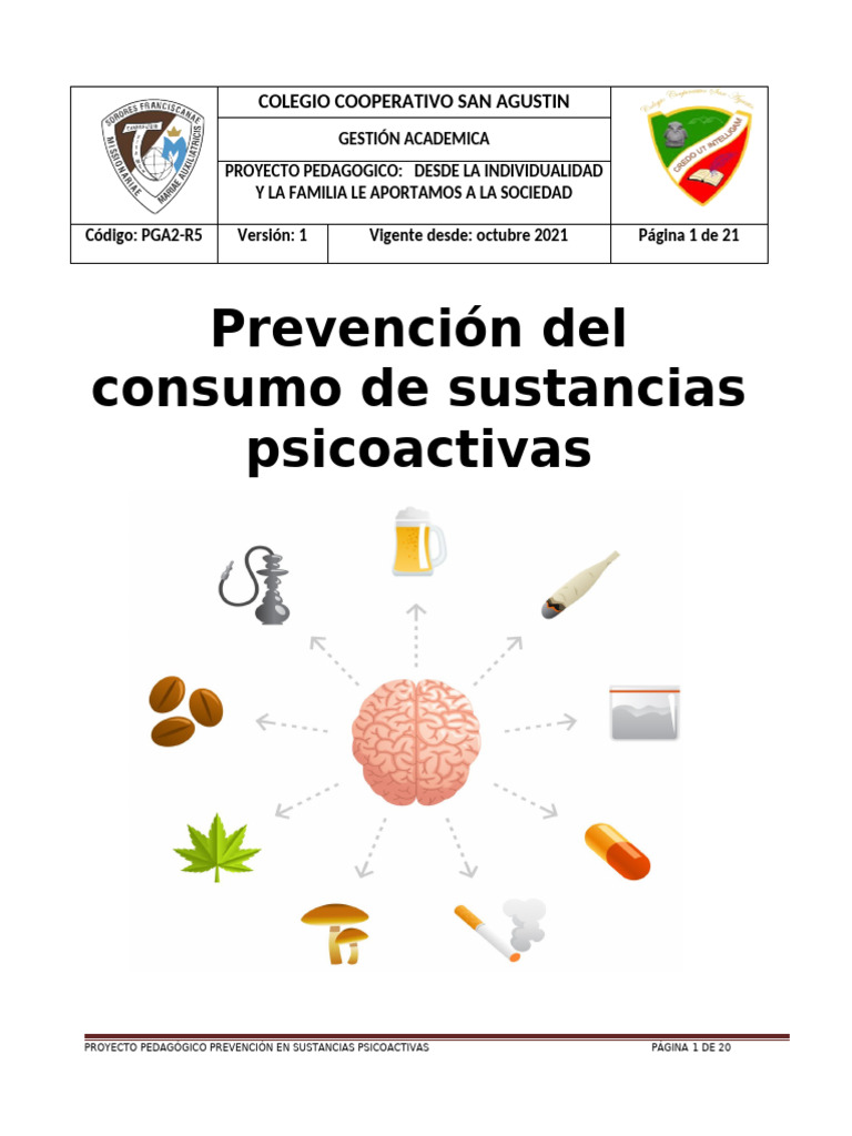 Proyecto Prevencion de Sustancias Psicoactivas | PDF | Cocaína | La dependencia de sustancias
