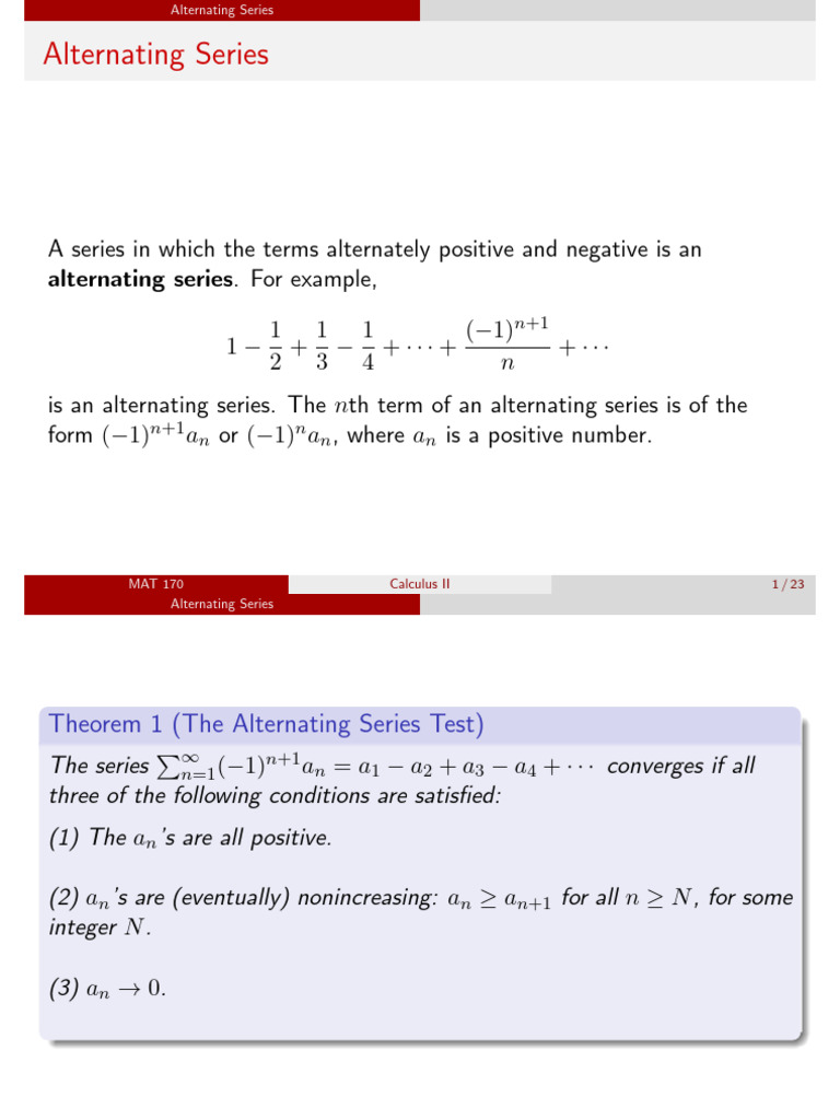 Understanding Alternating Series in Calculus | PDF | Functions And ...