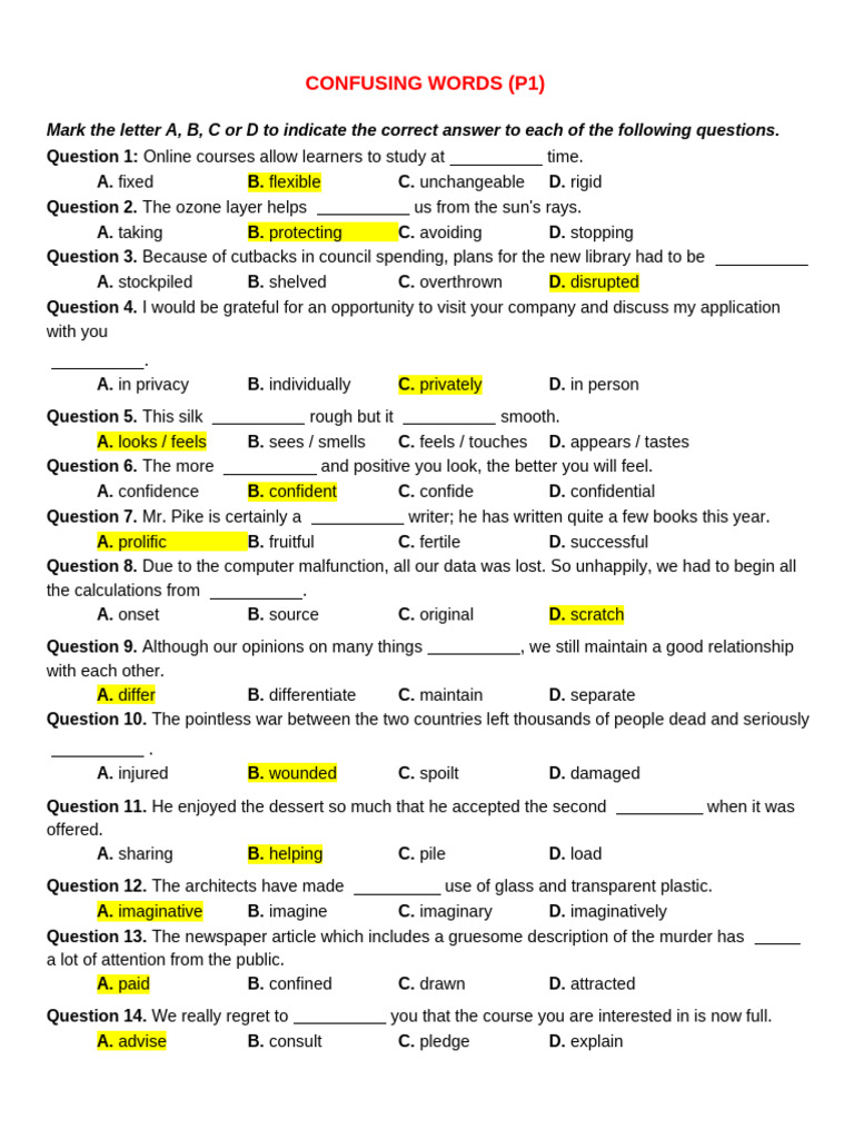 Confusing Words p1 | PDF