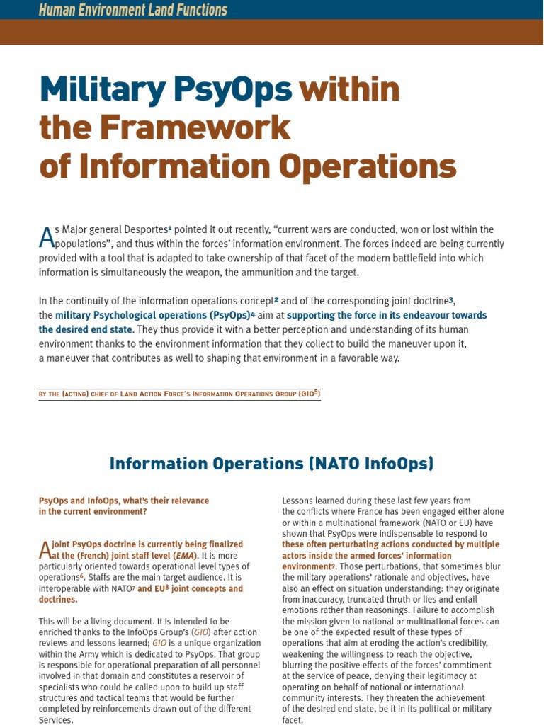 Military Psyops: Within The Framework of Information Operations | PDF | Military | Attitude ...