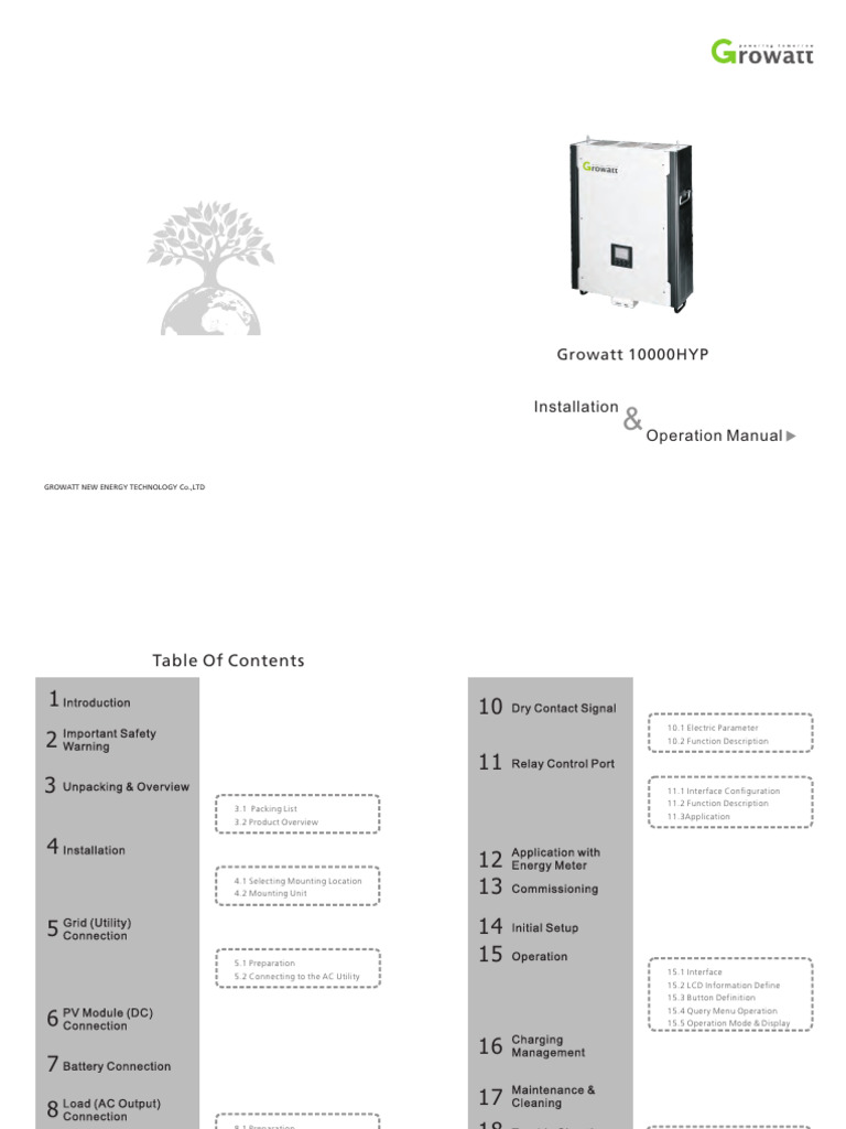 Growatt 10000HYP Inverter Manual | PDF | Power Inverter | Electrical ...