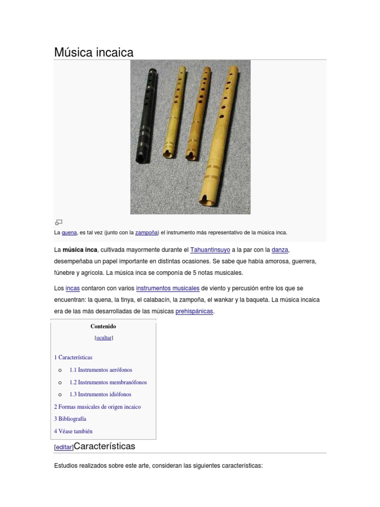 Música Incaica | PDF | Instrumentos musicales | Imperio Inca