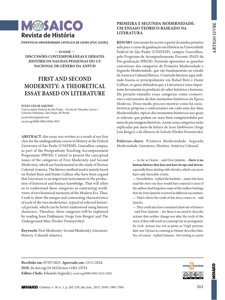 Revista de História: First and Second Modernity: A Theoretical Essay ...