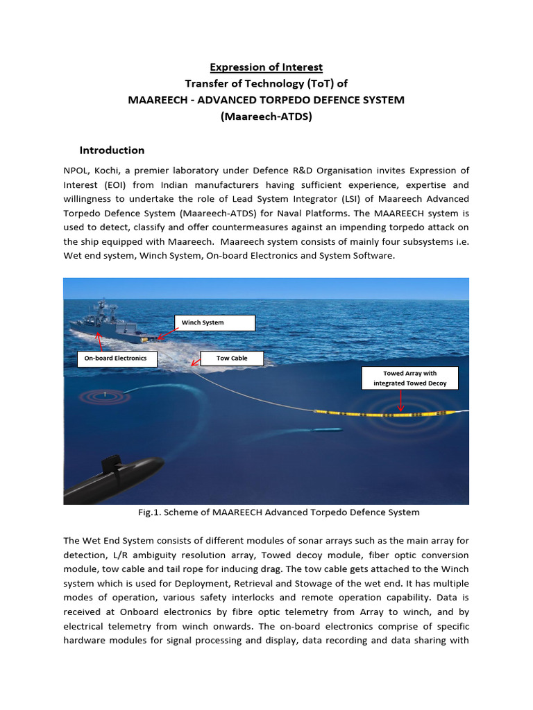 EOI for Maareech ATDS Technology Transfer | PDF | Sonar