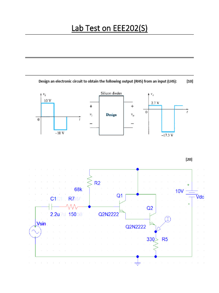 EEE202S Lab Test Questions Paper | PDF