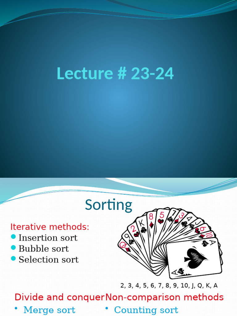 Lecture # 23 24 Sorting | PDF | Algorithms And Data Structures | Algorithms