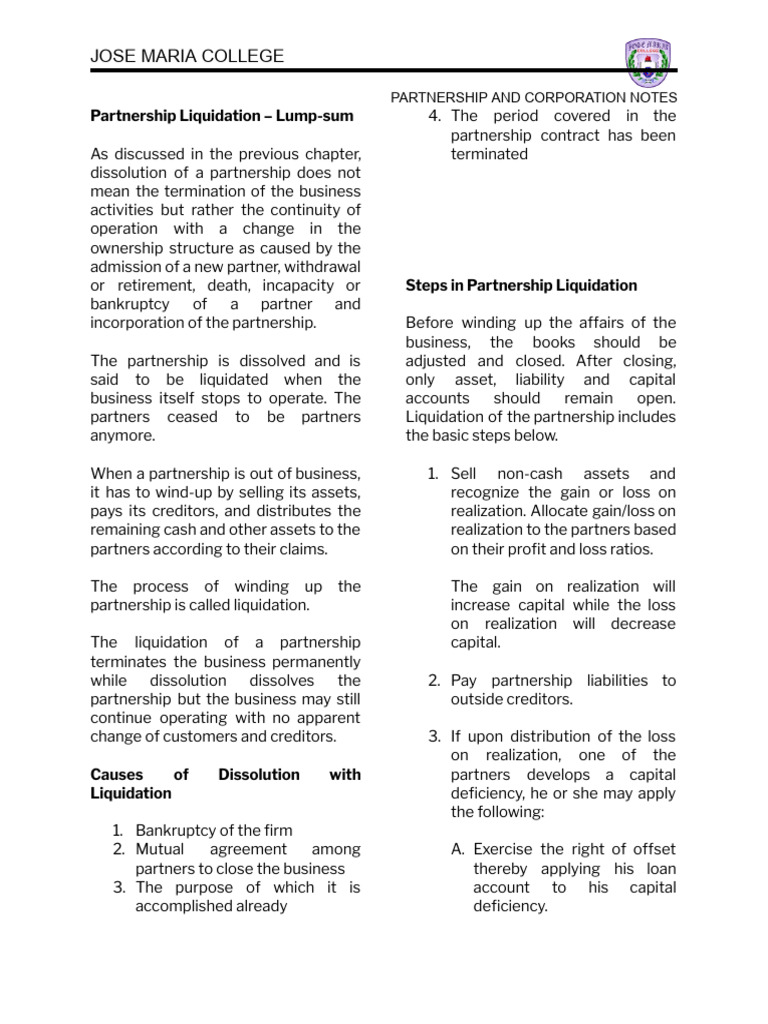 Partnership Liquidation Process Explained | PDF | Liquidation | Partnership