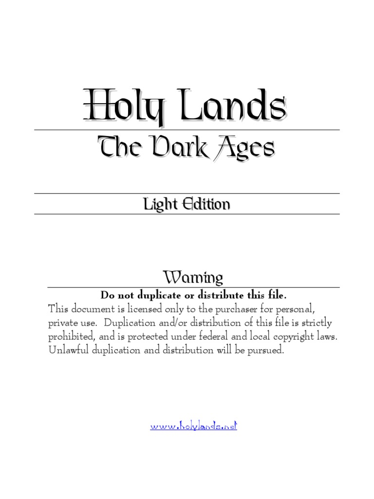 Holy Lands RPG: Light Edition (E-Compilation Book) | PDF | Dice | Gaming