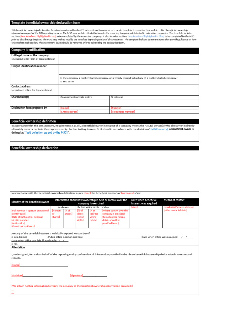 Beneficial Ownership Declaration Template | PDF | Business | Private Law