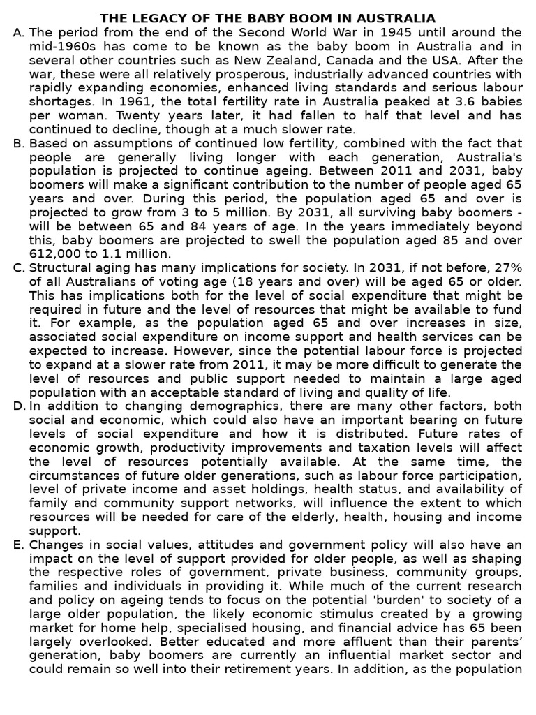 Baby Boom Legacy in Australia | PDF | Baby Boomers | Economics
