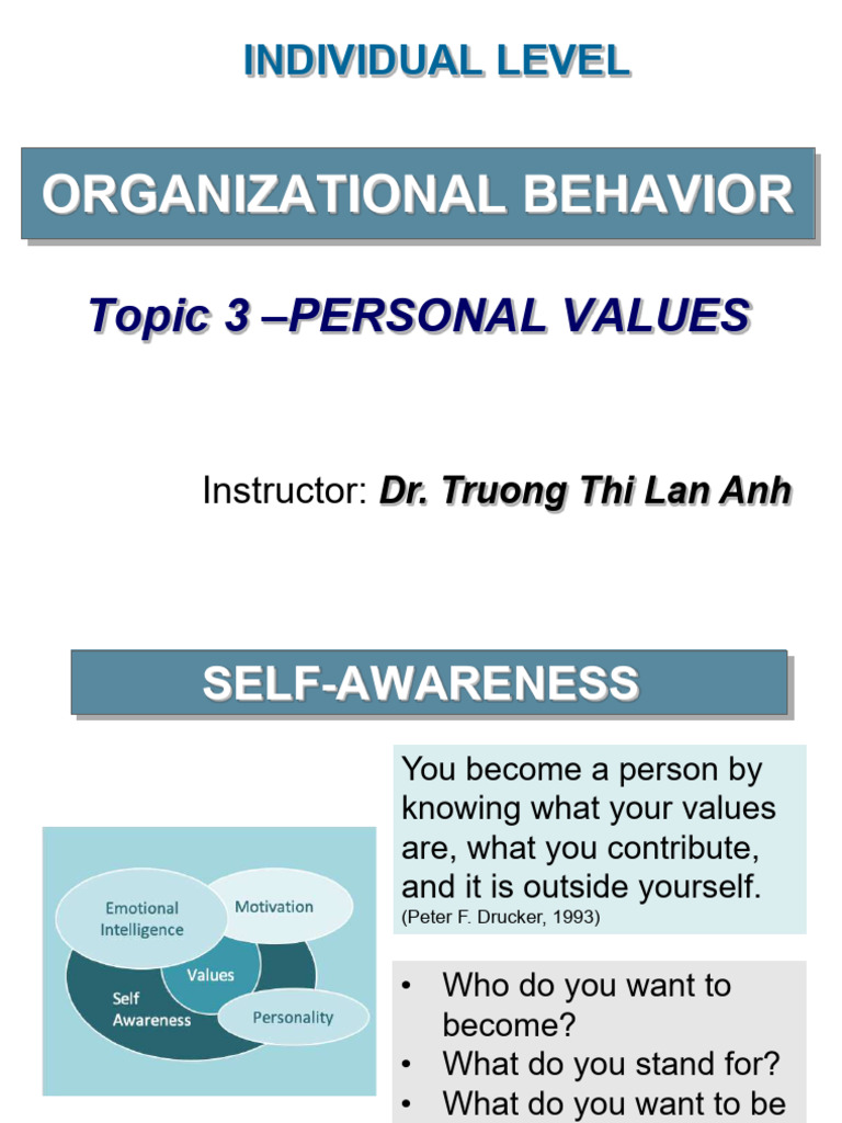 OB-Topic 3-Personal Values-Dr Lan Anh | PDF | Cognition | Behavioural Sciences