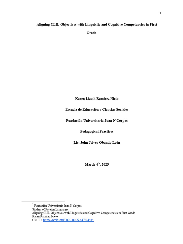 Aligning CLIL Objectives With Linguistic and Cognitive Competencies in ...
