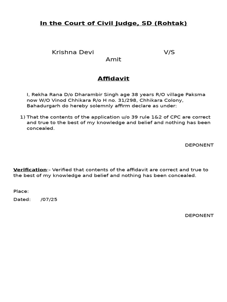 Affadavit Krishna Amit | PDF