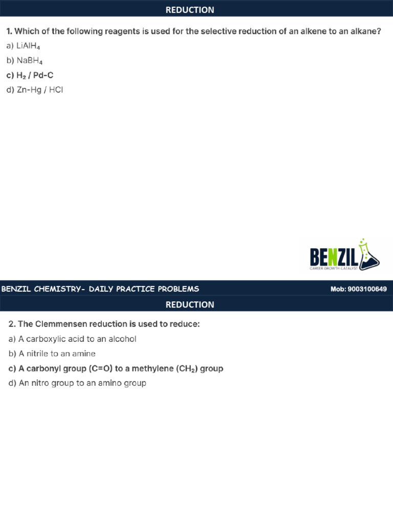 Benzil Chemistry Practice Problems | PDF