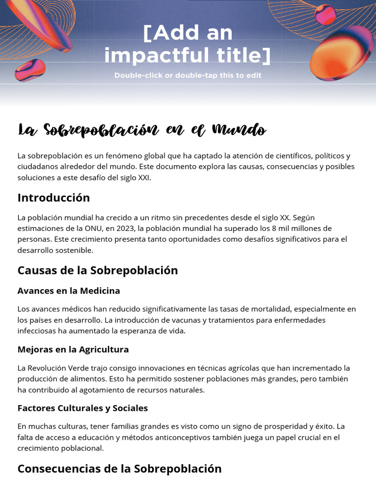 La Sobrepoblación en El Mundo - 20250913 - 102343 - 0000 | PDF ...