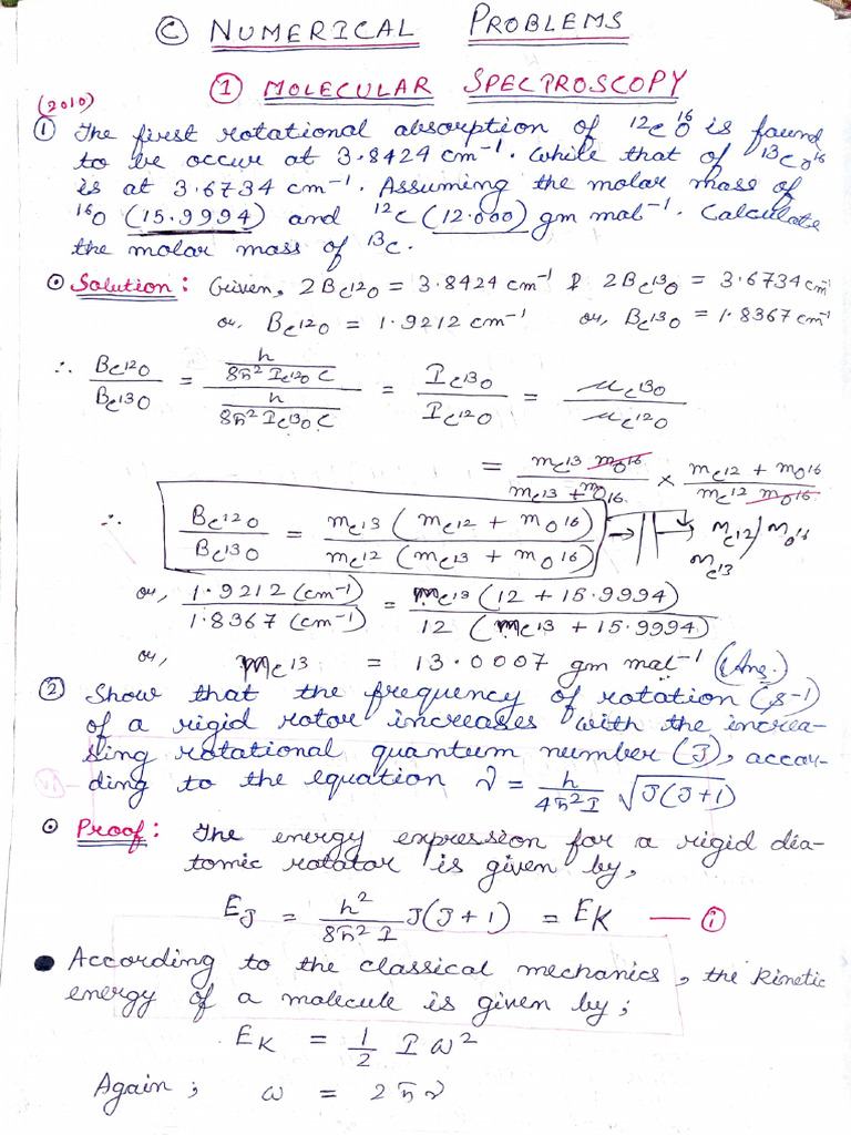 Molecular Rotational Spectroscopy Calculations | PDF