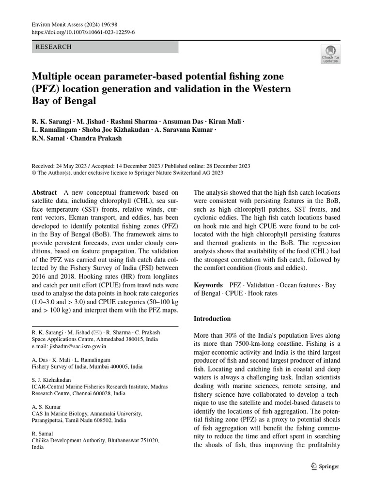 Multiple Ocean Parameter Based Potential Fishing Zone (PFZ) Location ...