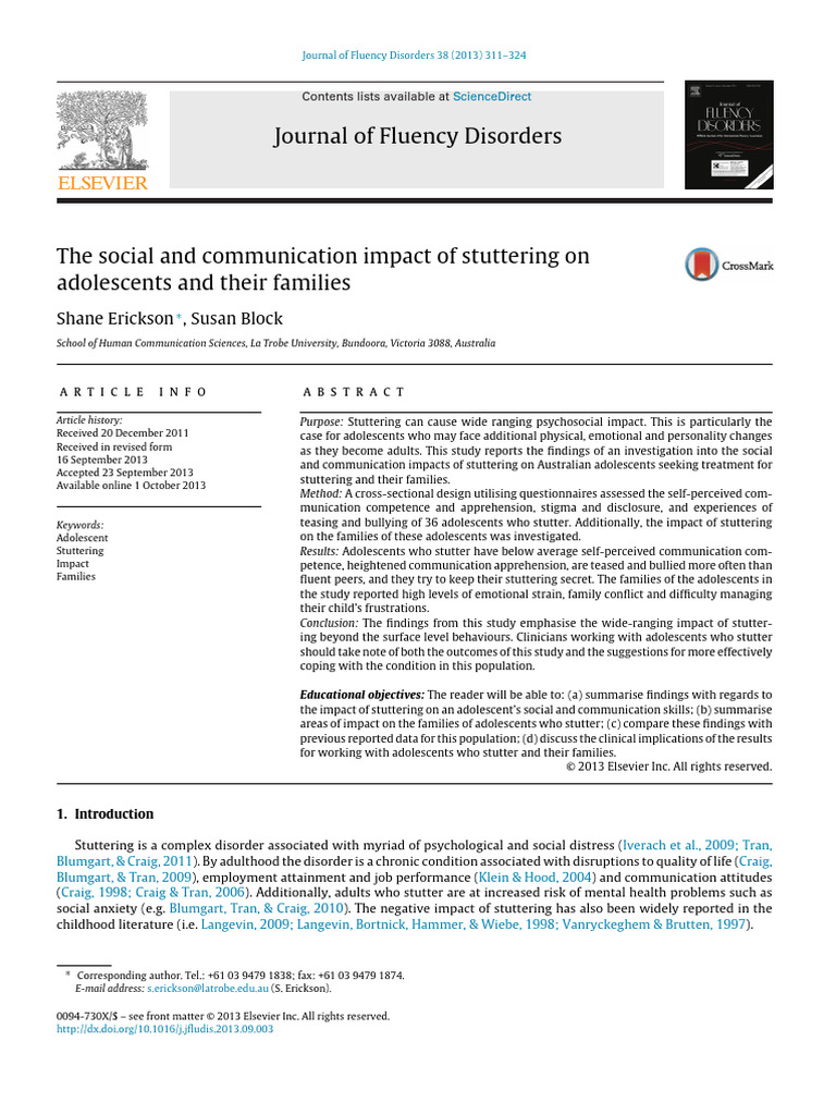 Impact of Stuttering on Adolescents | PDF | Stuttering | Adolescence