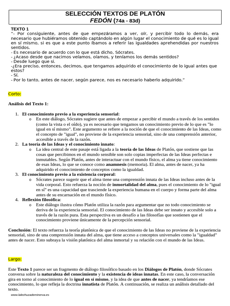 Textos de Platon 202021 | PDF | Platón | Conocimiento
