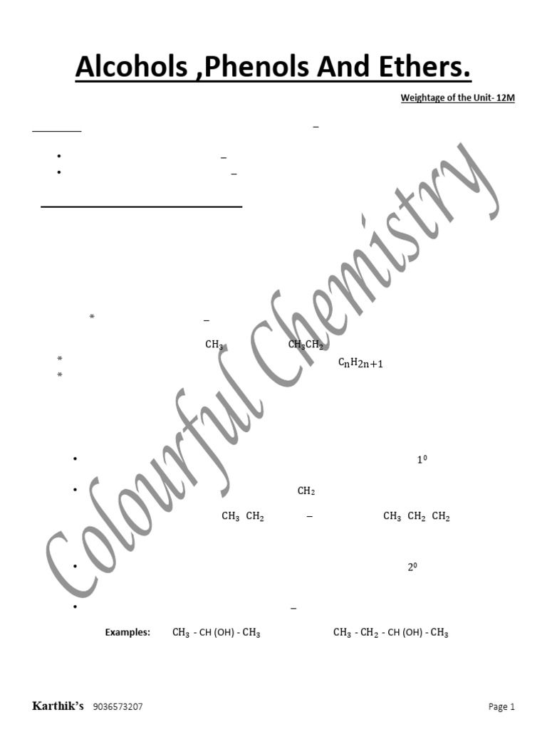 Alcohols, Phenols, and Ethers | PDF | Ether | Ethanol