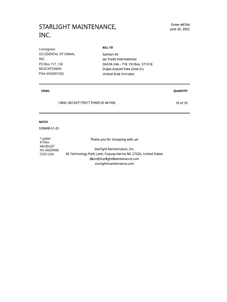 Packing Slip 6764 | PDF