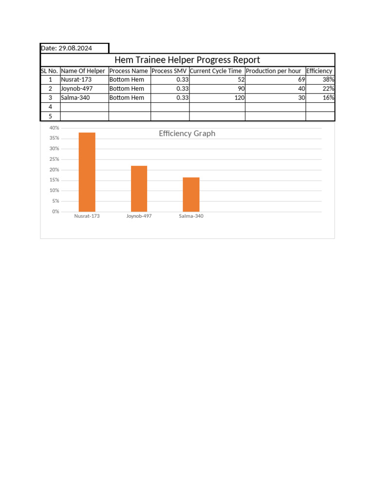 Hem Trainee Helper Efficiency Report | PDF