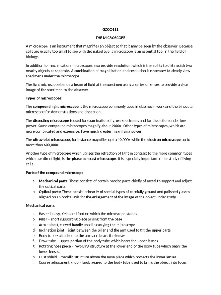 Lab1a Microscope 2 - 48117763 | PDF | Microscope | Microscopy