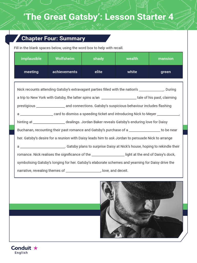 Gatsby Chapter 4 Summary & Activities | PDF | The Great Gatsby | Chess ...