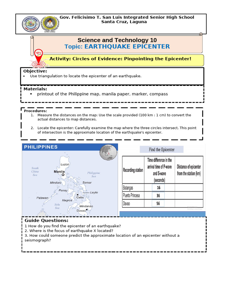 Locate Earthquake Epicenter Using Triangulation | PDF