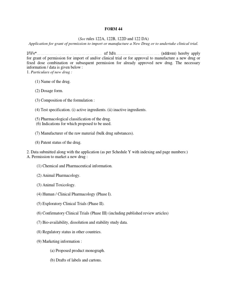 Form 44 | PDF | Drugs | Clinical Trial
