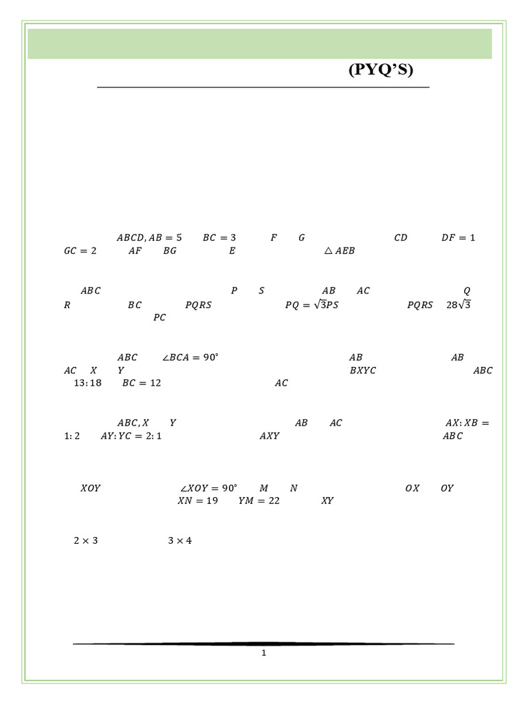 Prmo Practice Sheet - 2 (Pyq's) | PDF | Area | Triangle