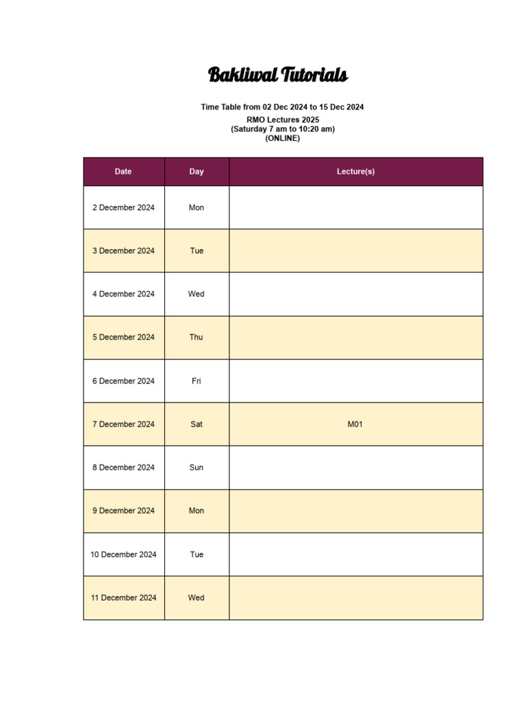 RMO Lectures 2025 | PDF