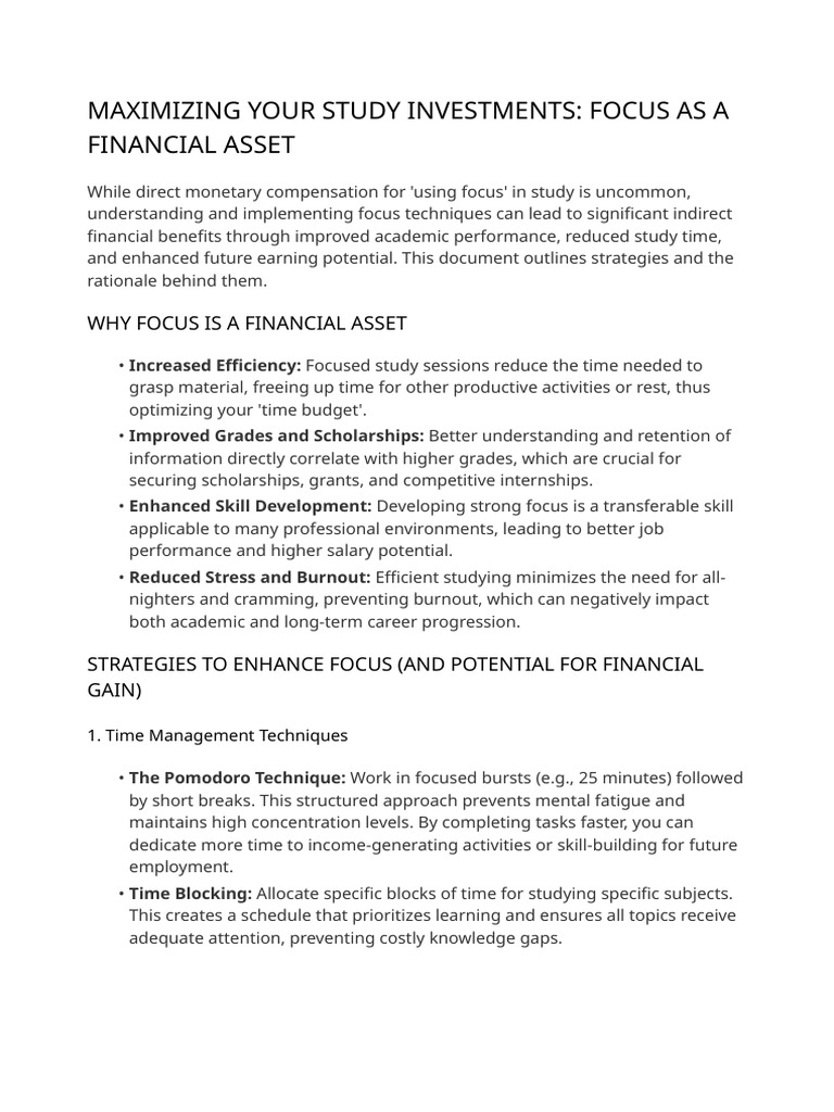 Earning Money by Studying Focusfully | PDF | Learning | Occupational ...