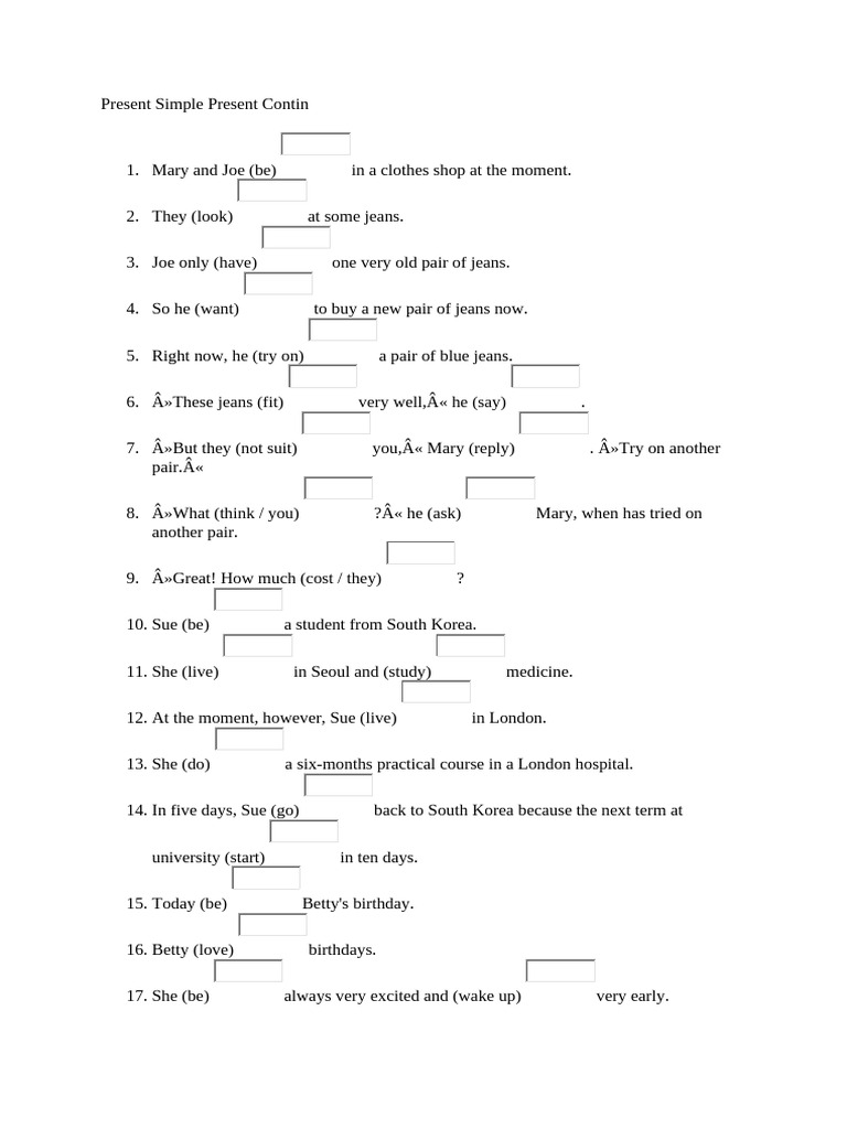 Present Simple and Continuous Overview | PDF
