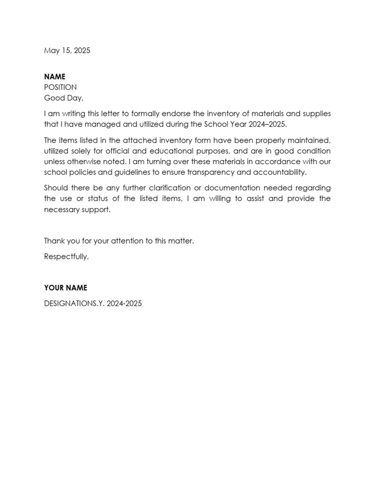 Inventory Turn Over LETTER | PDF