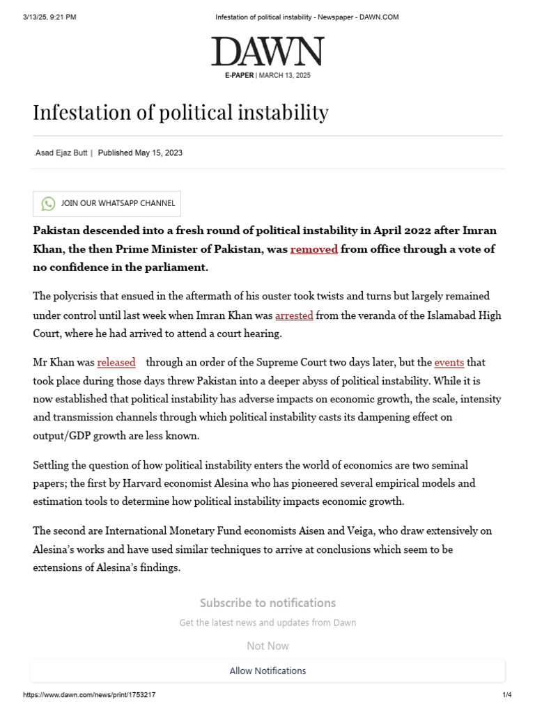 Infestation of Political Instability - Newspaper | PDF | Failed State ...