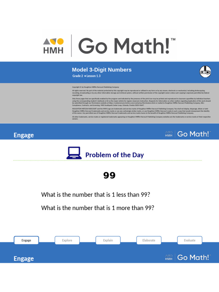 G2 GoMath NL Lesson Slides C01 L03 Model 3 Digit Numbers | PDF | Copyright